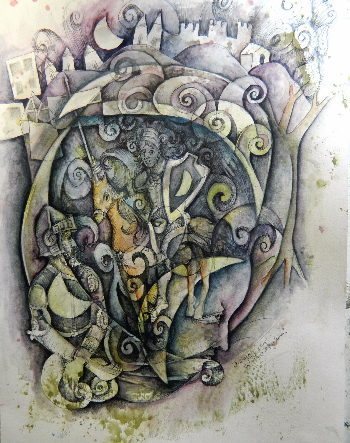 Caballero de la Blanca Luna by Felipe Alarcón (2018) : Drawing Pencil ...