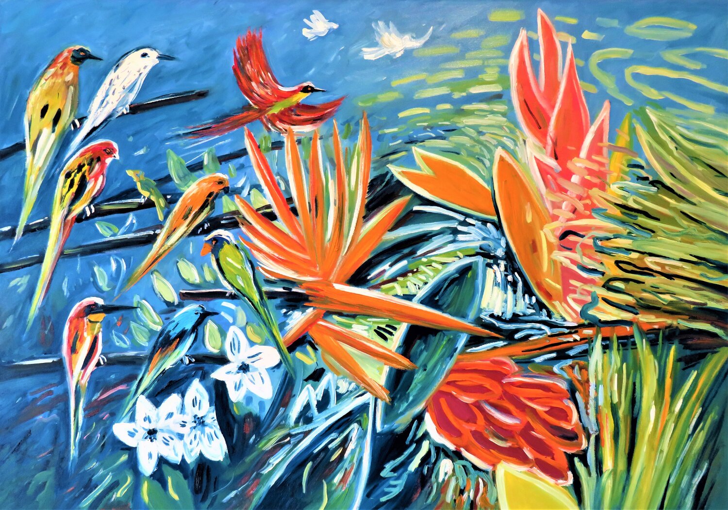 Oiseaux exotiques by Michaël Lefèvre (2022) : Painting Oil on Canvas ...