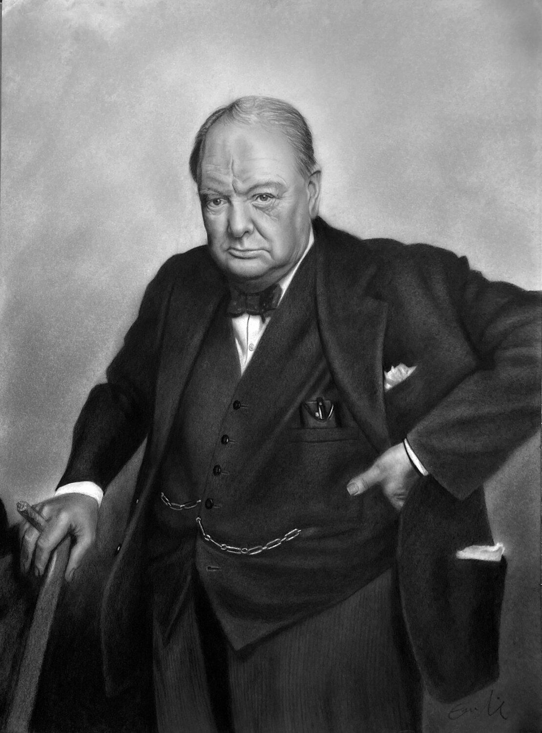 Portrait of Sir Winston Churchill by Eric Armusik (2021) : Drawing ...
