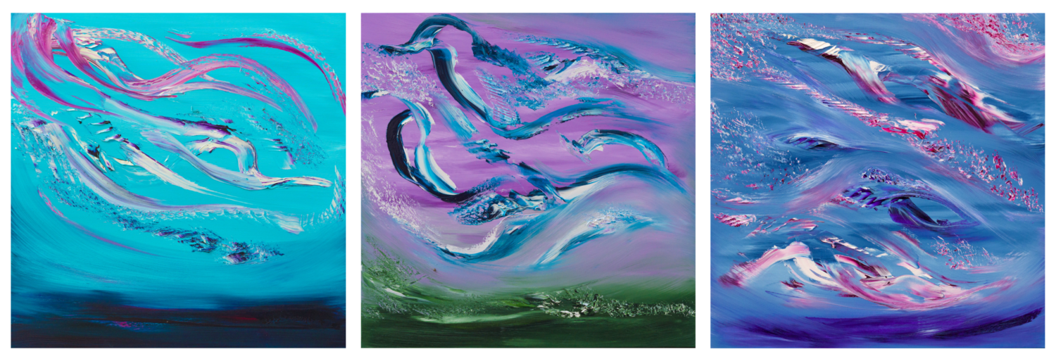 She is coming, triptych, n° 3 dipinti de Davide De Palma (2022) : Peinture Huile sur Toile ...