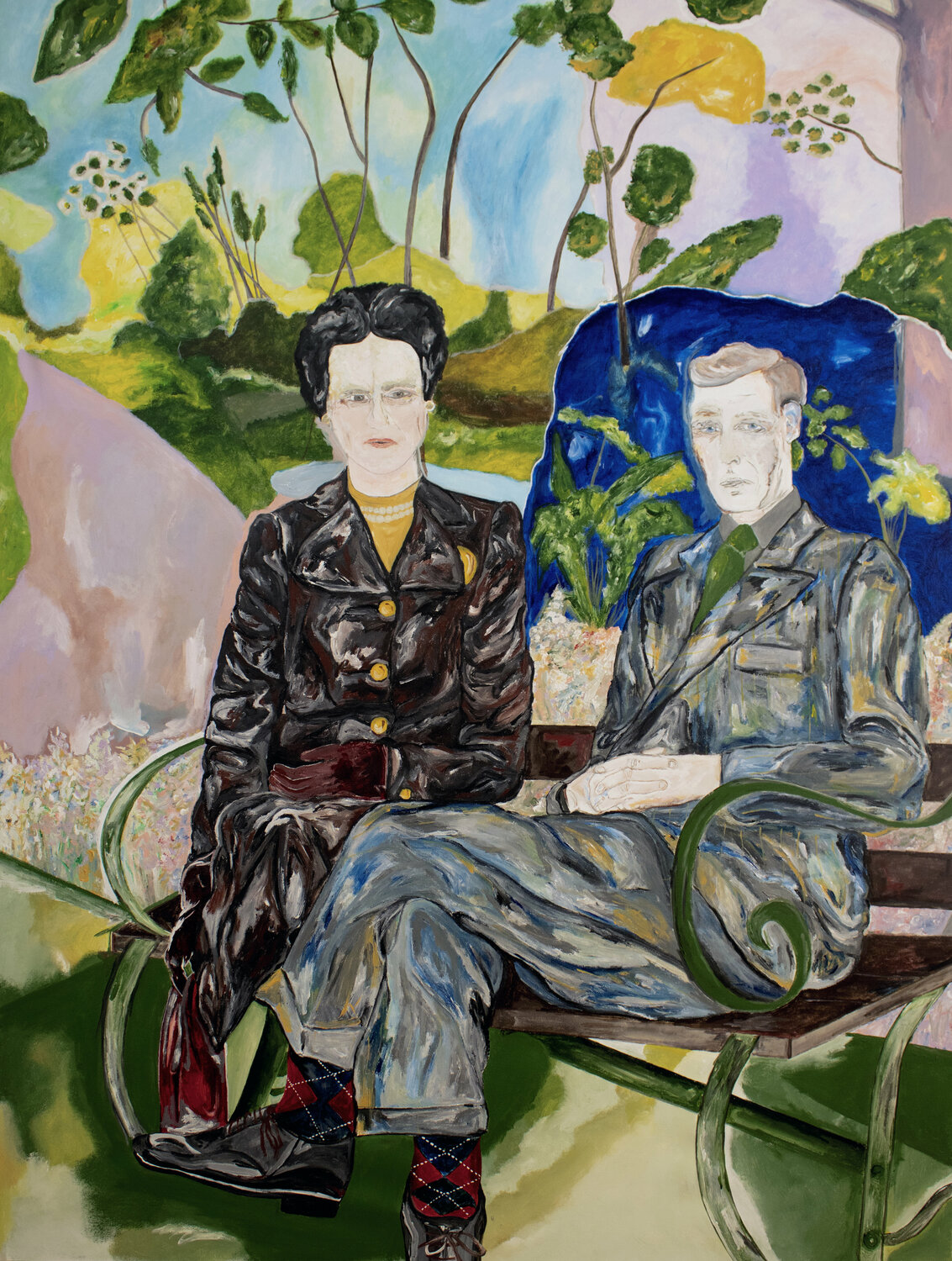Couple on a bench by Mathieu Bernard-Martin (2021) : Painting Acrylic ...