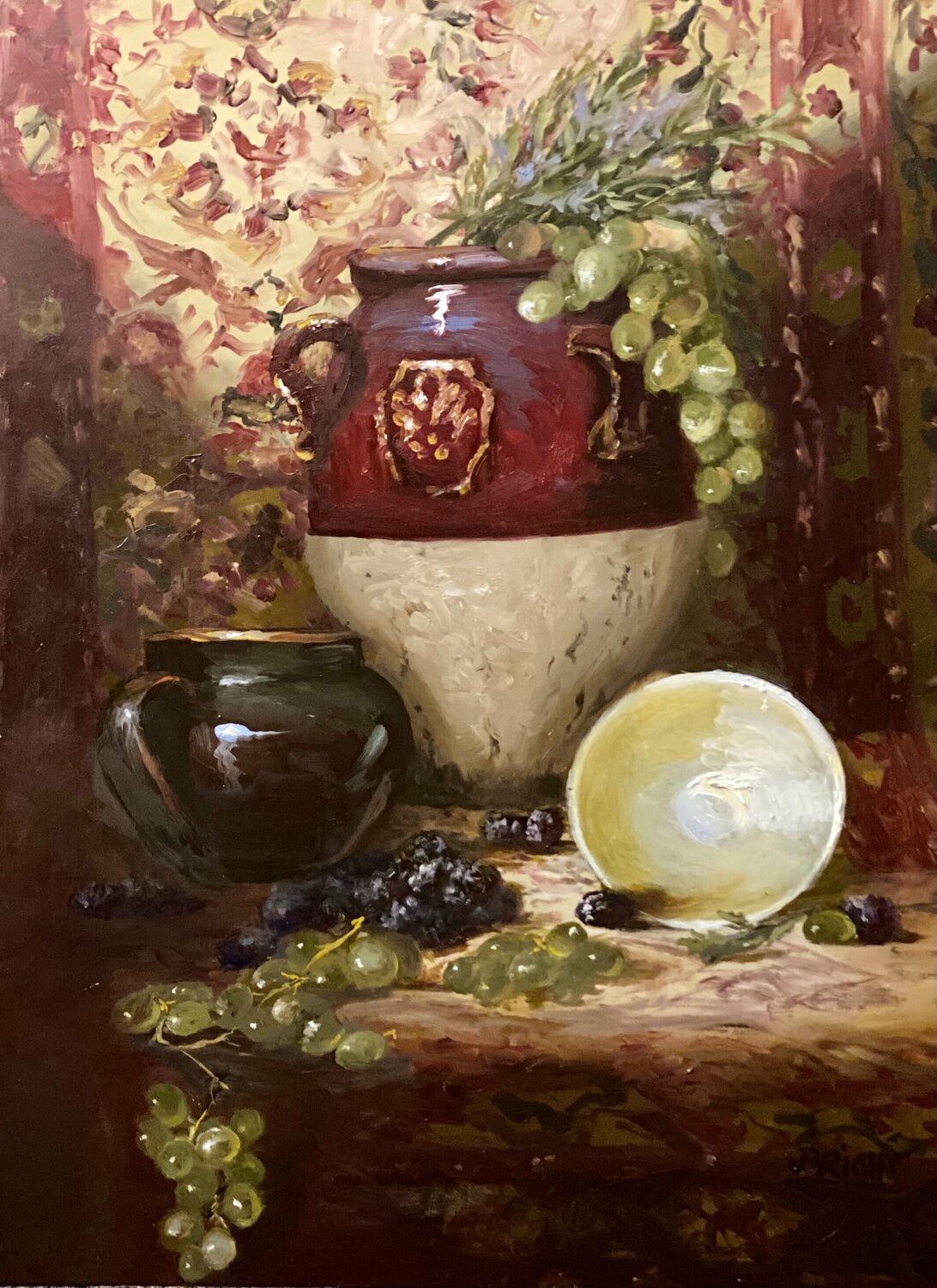 Composition In Alizarin Crimson von Julia Bright (N.D): Malerei Öl auf ...