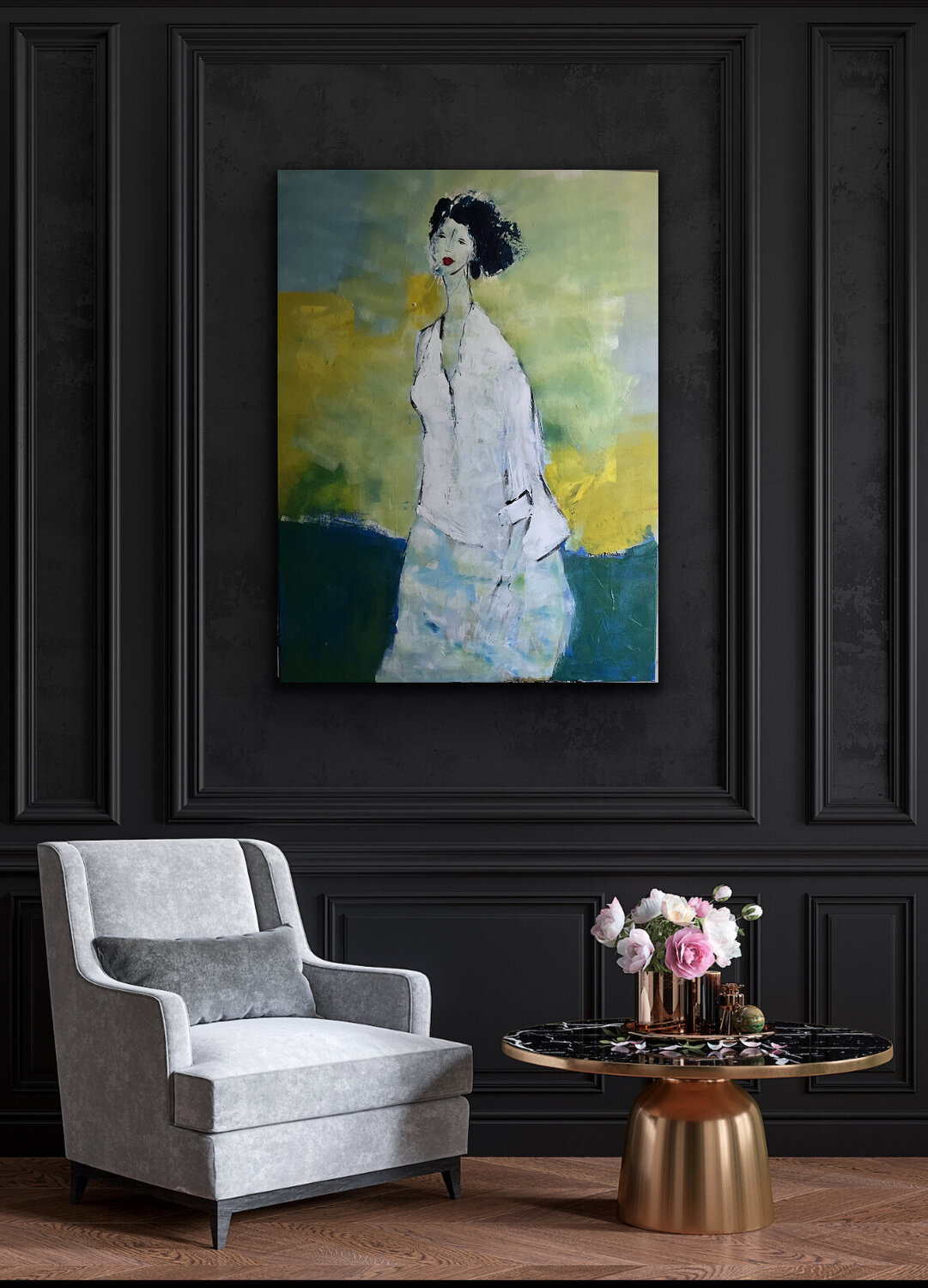 Une dame by Marie Rouach (2022) : Painting Acrylic on Canvas - Singulart