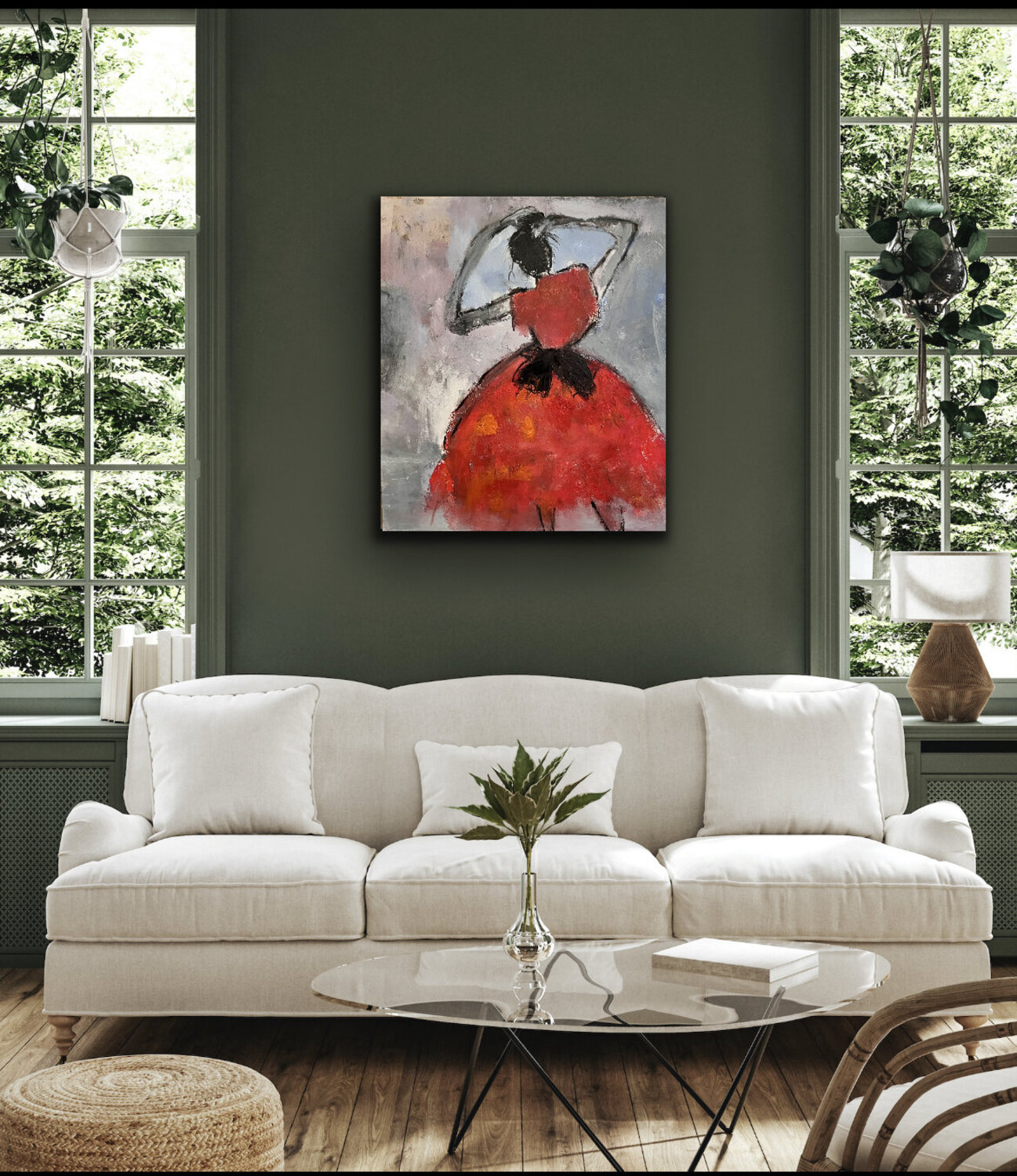 Robe rouge by Marie Rouach (2023) : Painting Acrylic on Canvas - SINGULART