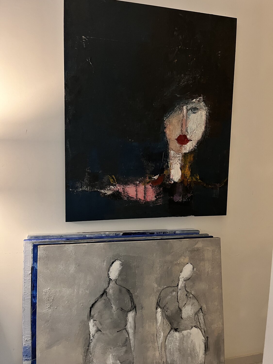 Portrait von Marie Rouach (2023): Malerei Acryl, Sand auf Leinwand ...