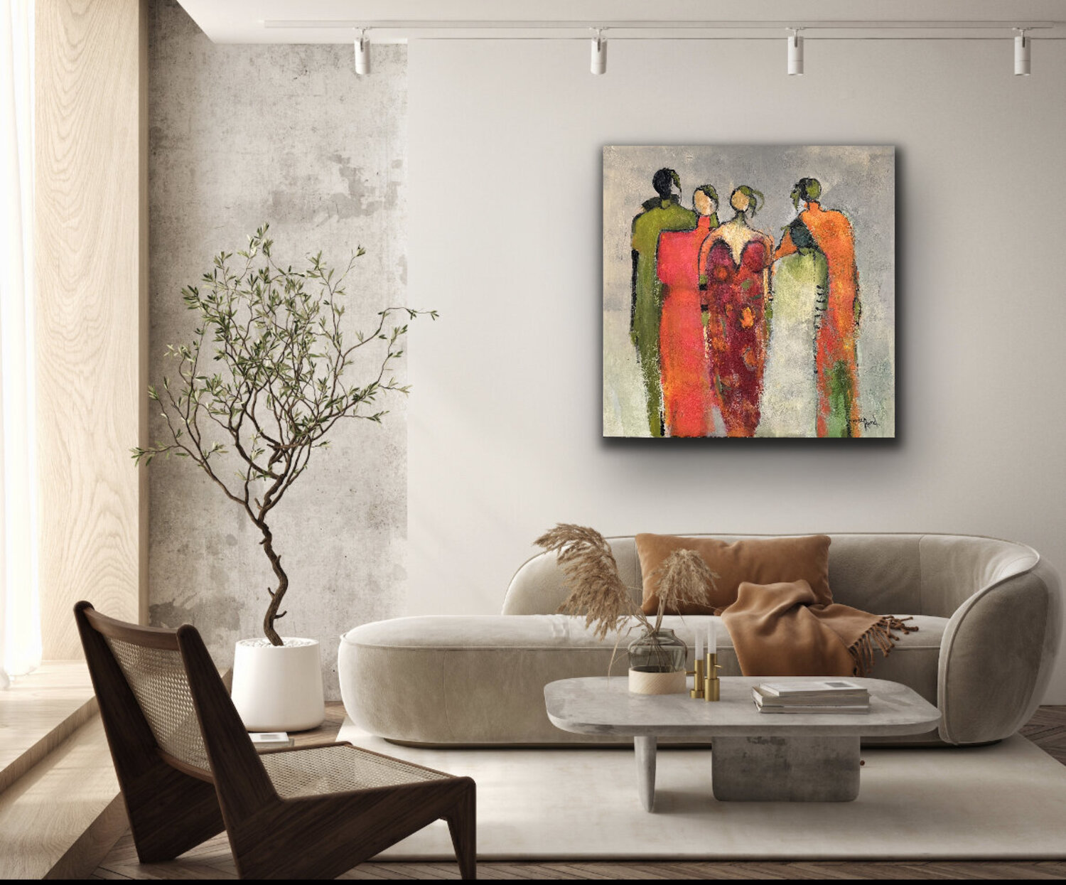 Cinq personnages by Marie Rouach (2024) : Painting Acrylic, Sand on ...