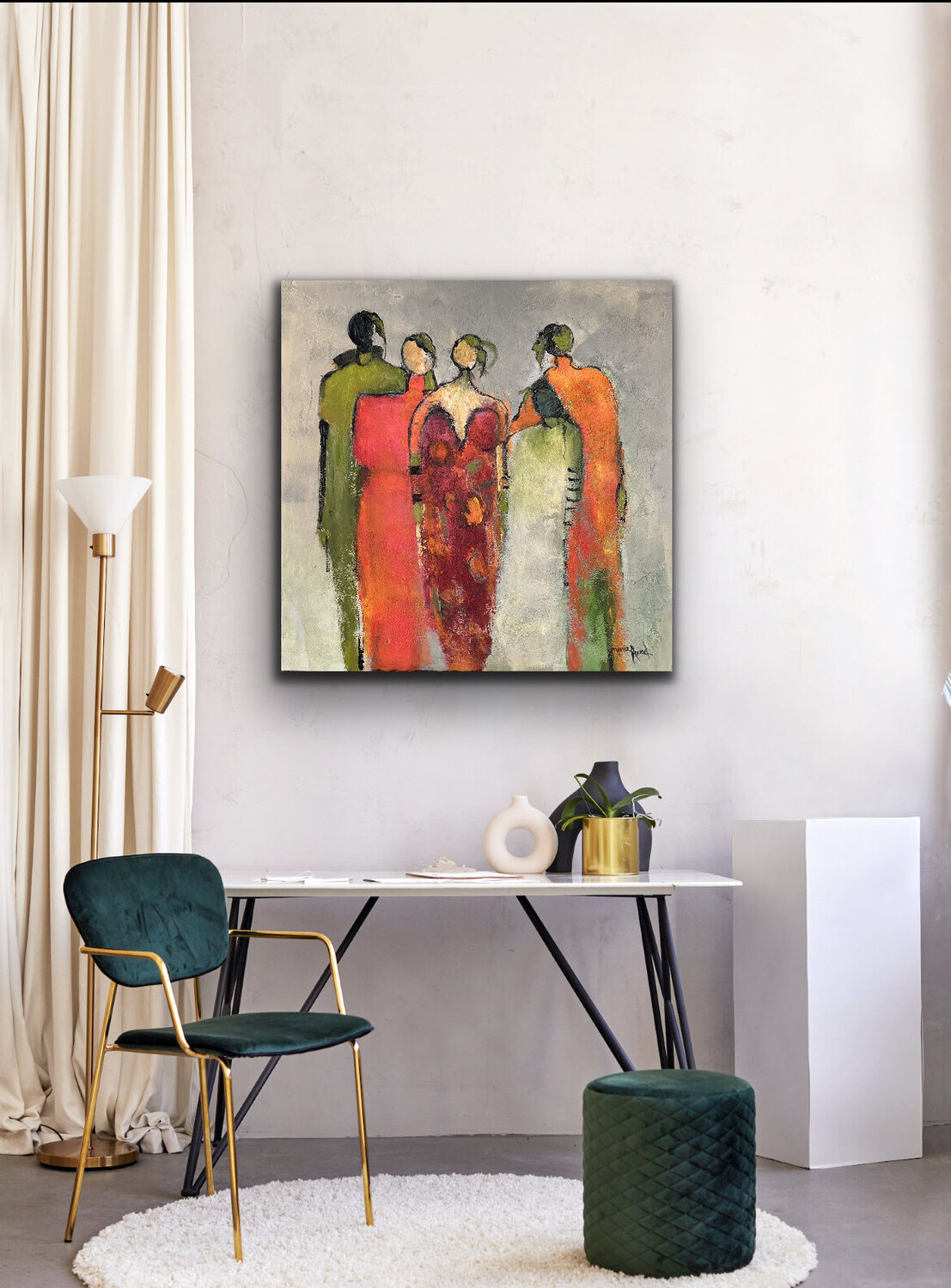 Cinq personnages by Marie Rouach (2024) : Painting Acrylic, Sand on ...