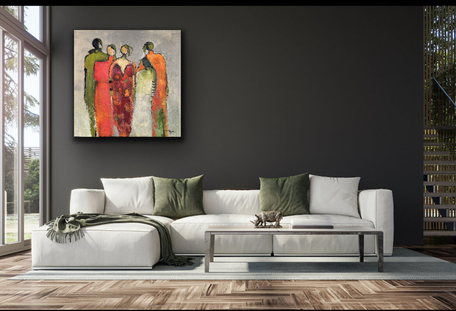 Cinq personnages by Marie Rouach (2024) : Painting Acrylic, Sand on ...