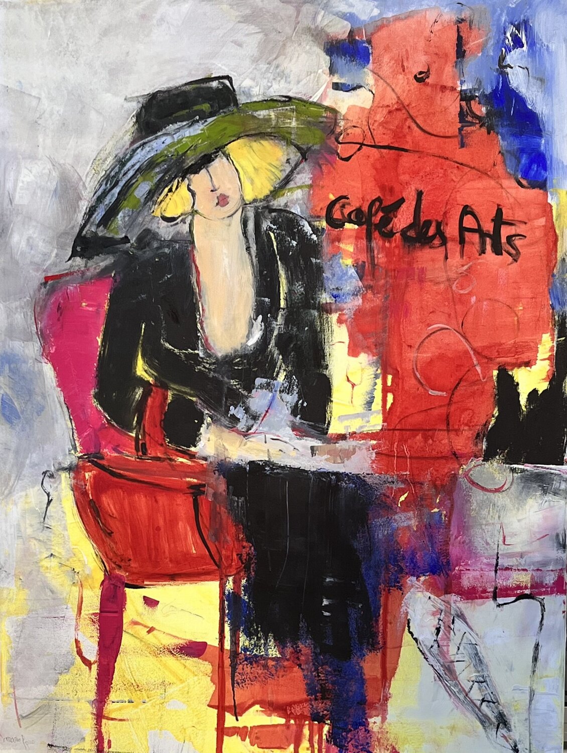 Cafe des arts by Marie Rouach (2023) : Painting Acrylic, Pigments on ...