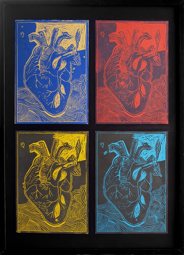 Quatre saisons du cœur by Philippe Abril (2023) : Print Engraving on Cardboard - Singulart