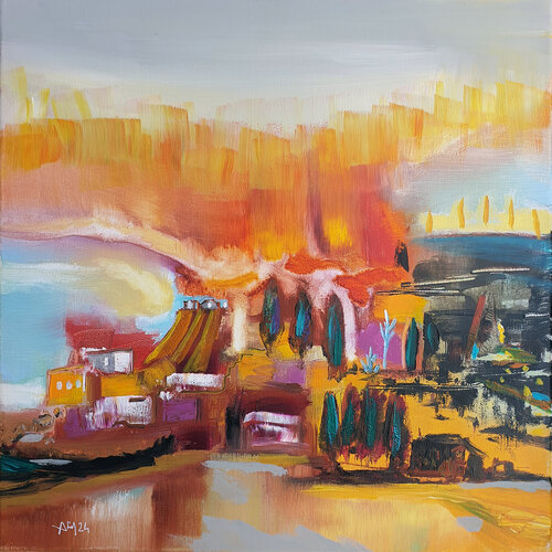 Conjuguer le verbe soleil by Philippe Abril (2024) : Painting Acrylic on Canvas - Singulart