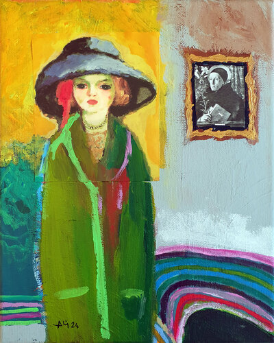 Le surveillant by Philippe Abril (2024) : Painting Acrylic, Collage on Canvas - Singulart