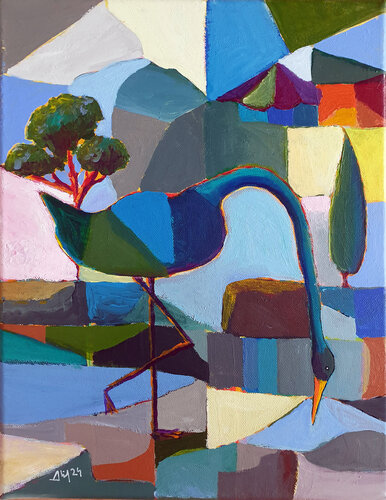 Oiseau dans un paysage by Philippe Abril (2024) : Painting Acrylic on Canvas - SINGULART