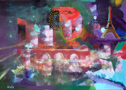 Parisienne by Philippe Abril (2024) : Painting Acrylic on Cardboard - Singulart