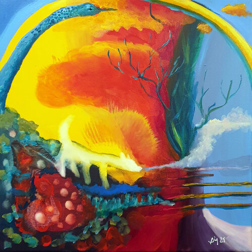 Chien voyageur by Philippe Abril (2025) : Painting Acrylic on Canvas - Singulart