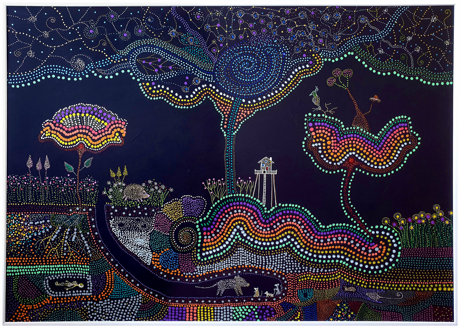 Nuit d'été by Philippe Abril (2021) : Painting Acrylic, Pen on Cardboard - Singulart