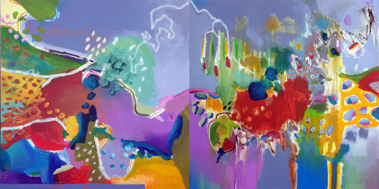 Géoconfluences by Philippe Abril (2022) : Painting Acrylic, Oil Pastel on Canvas - Singulart