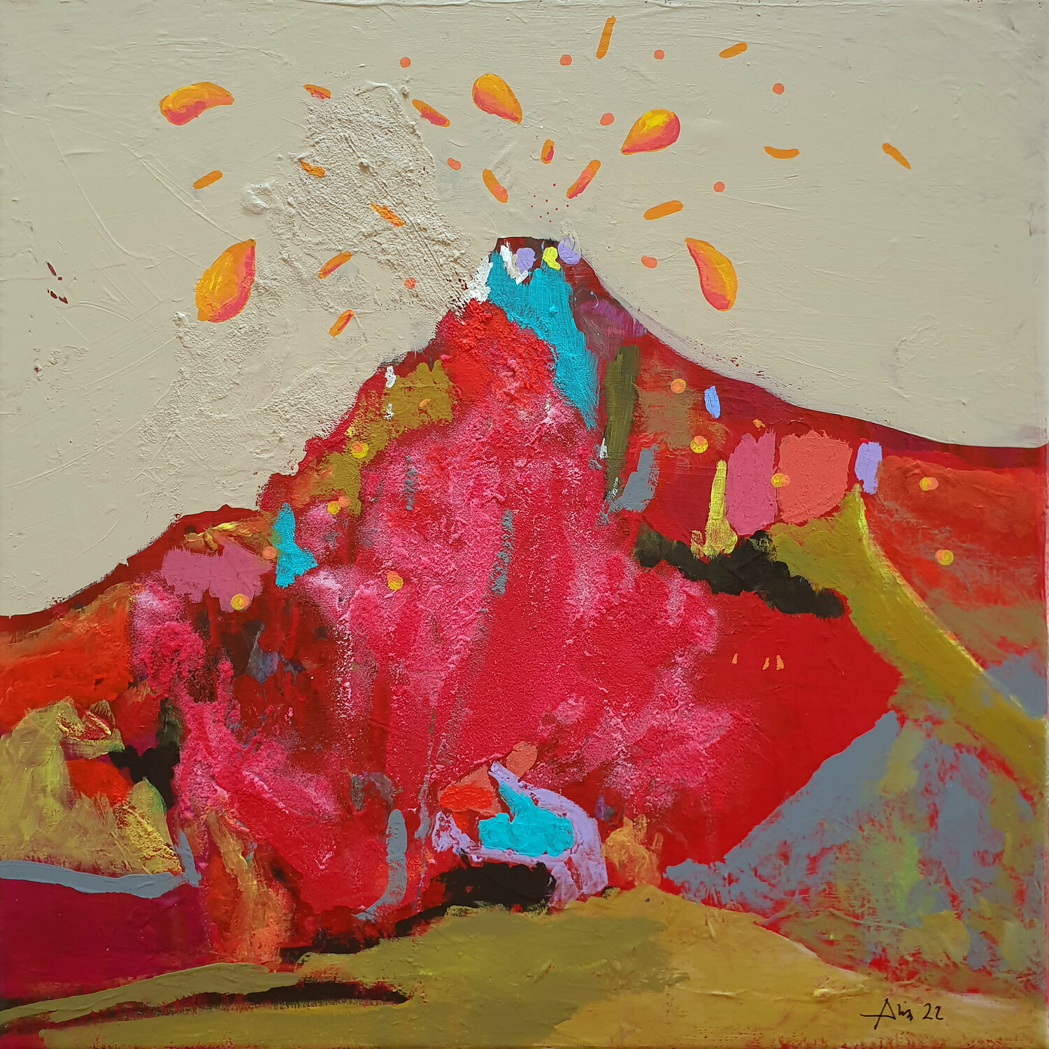 Volcan de joie by Philippe Abril (2022) : Painting Acrylic on Canvas - Singulart
