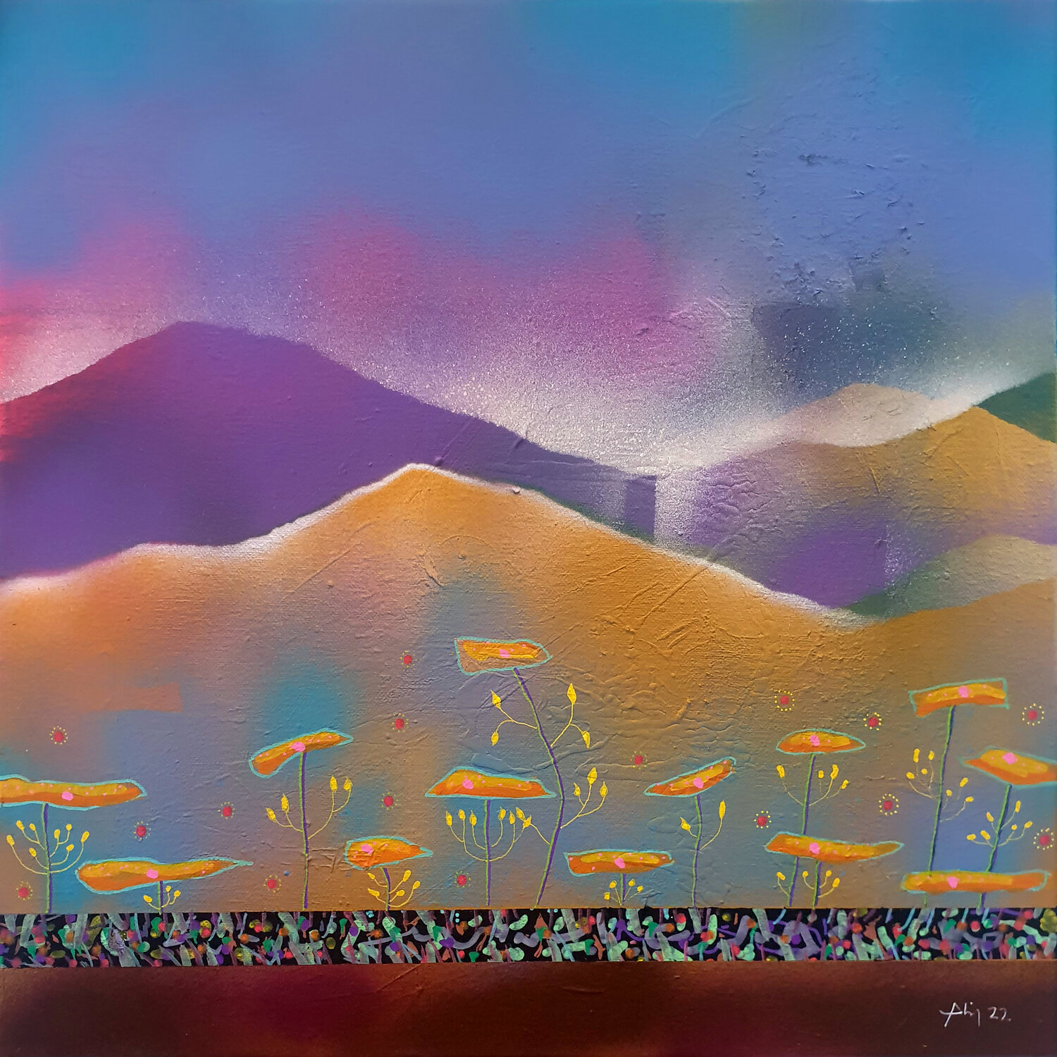 Route fleurie by Philippe Abril (2022) : Painting Acrylic, Spray Paint on Canvas - Singulart