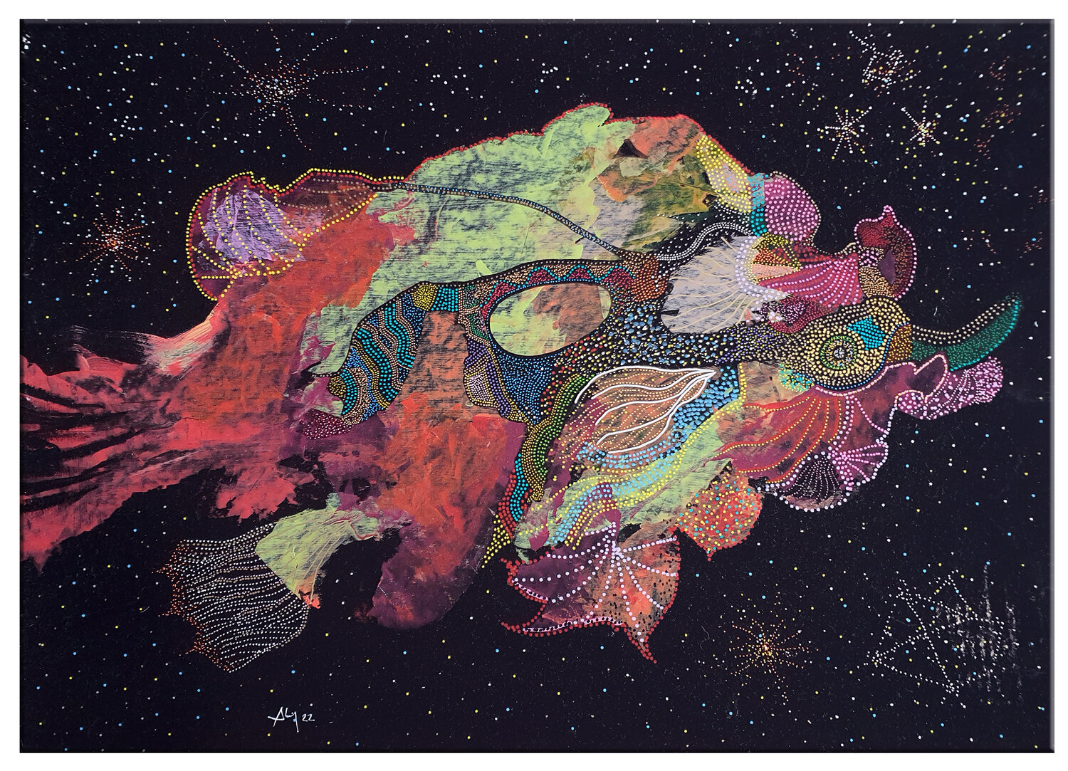 Poisson volant by Philippe Abril (2022) : Painting Acrylic, Felt on Cardboard - SINGULART
