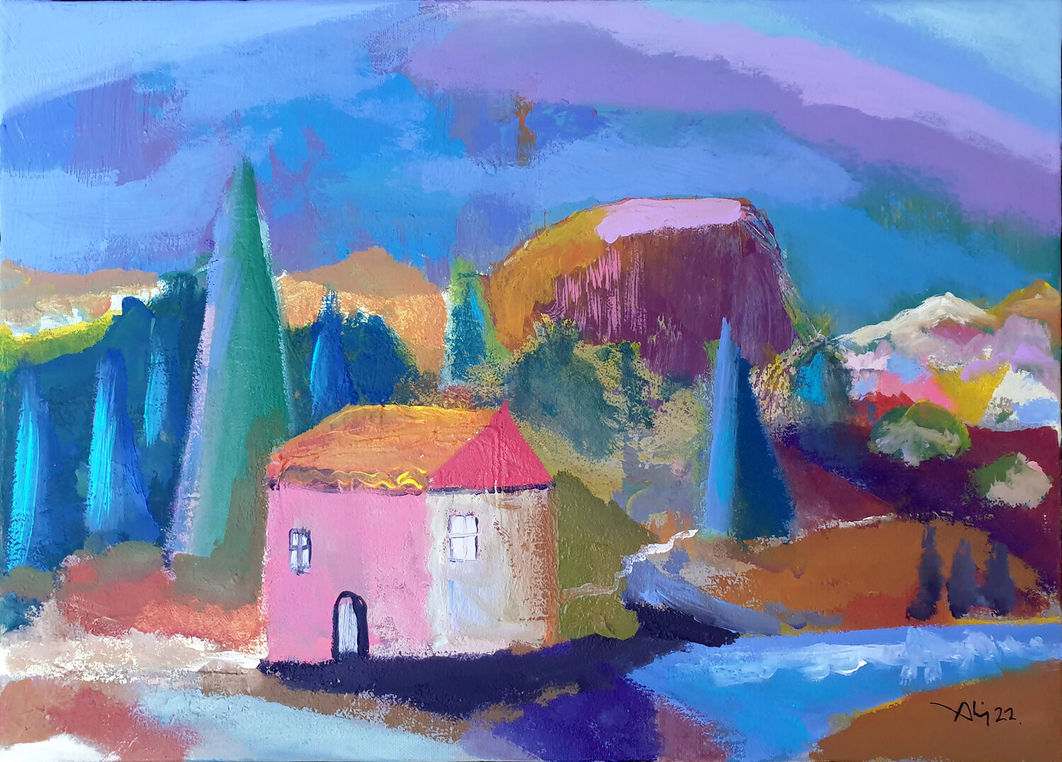 Maison dans la Drôme by Philippe Abril (2022) : Painting Acrylic on Canvas - SINGULART