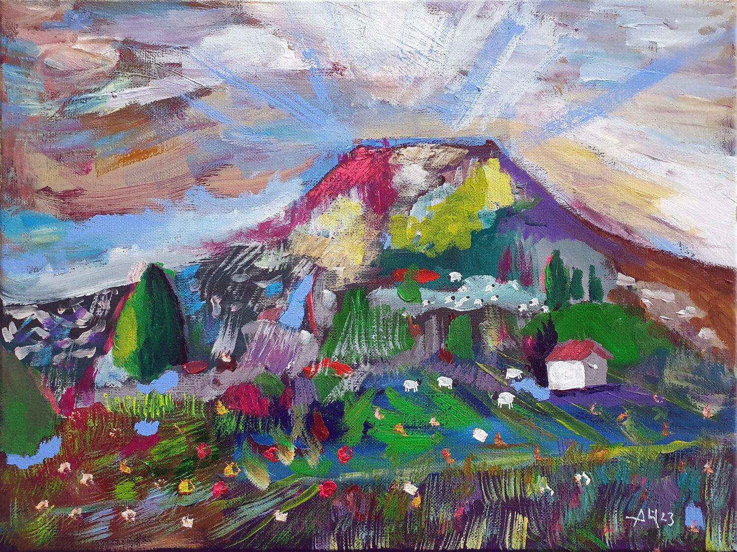 Matin moutons by Philippe Abril (2023) : Painting Acrylic on Canvas - Singulart