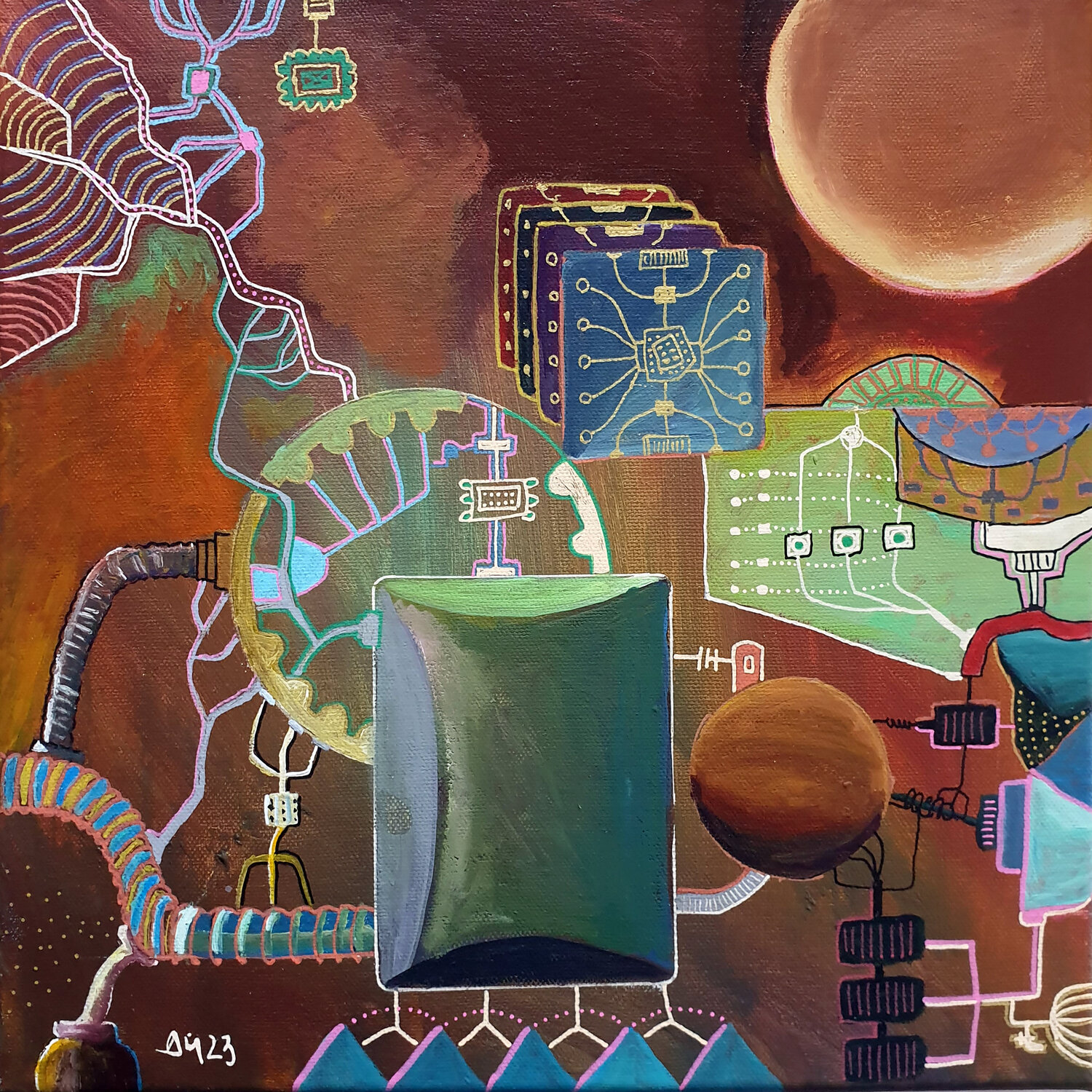 Calculateur émotionnel by Philippe Abril (2023) : Painting Acrylic, Felt on Canvas - SINGULART