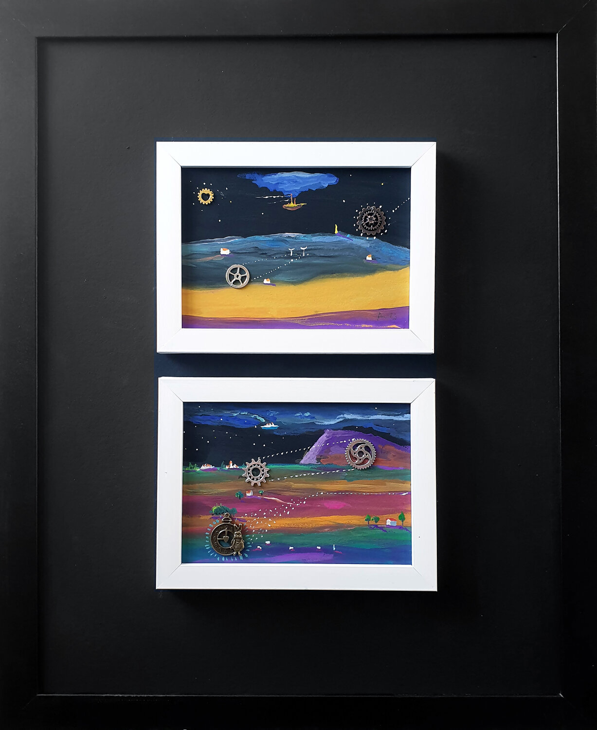 Deux fois plus loin... by Philippe Abril (2023) : Painting Acrylic, Collage on Cardboard - SINGULART