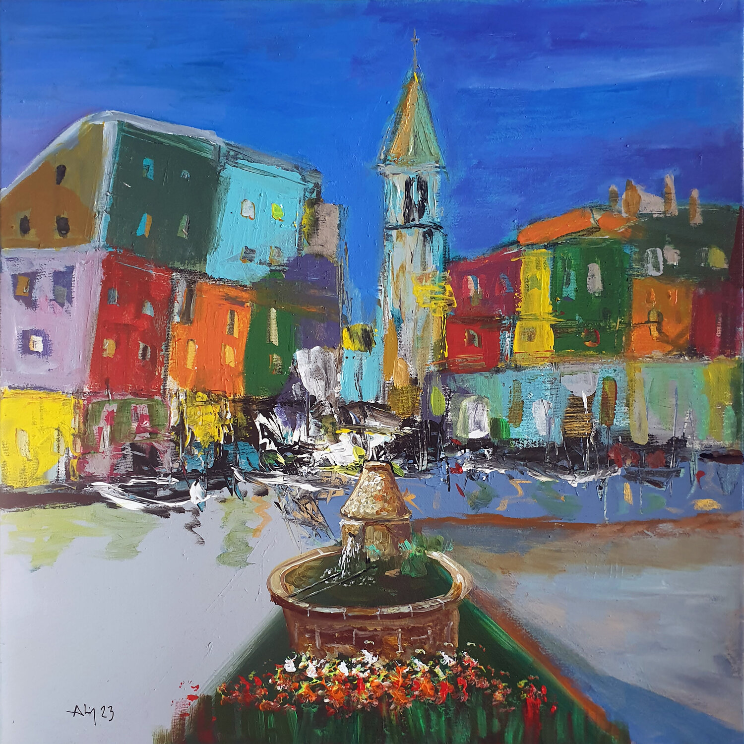 La fontaine by Philippe Abril (2023) : Painting Acrylic on Canvas - Singulart