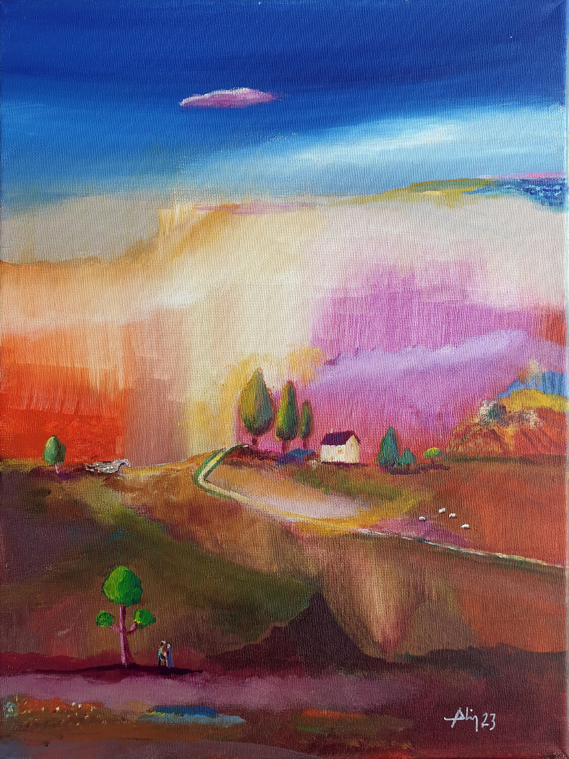 Comme un matin rose by Philippe Abril (2023) : Painting Acrylic on Canvas - Singulart