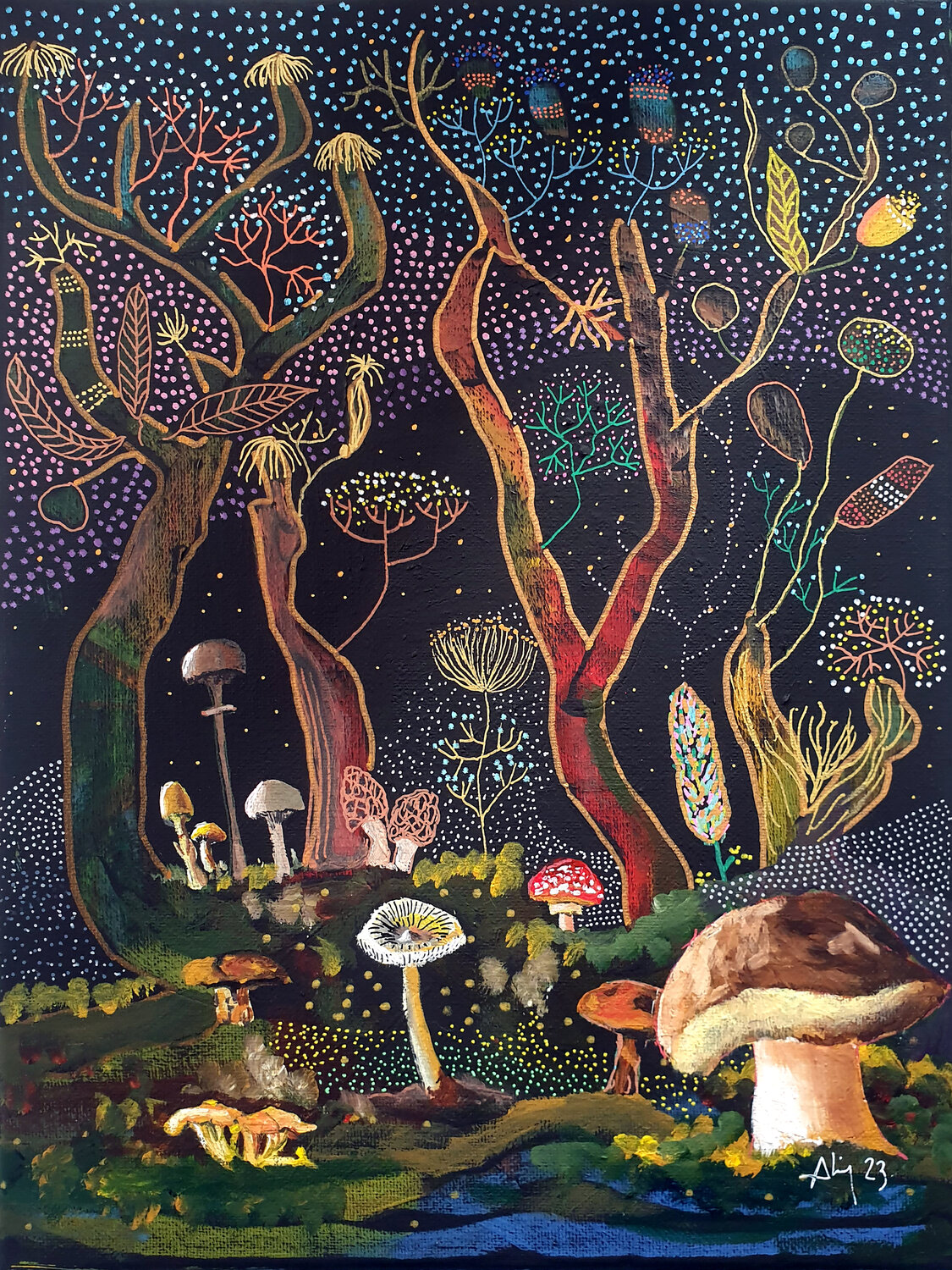 Forêt magique by Philippe Abril (2023) : Painting Acrylic, Felt on Canvas - Singulart