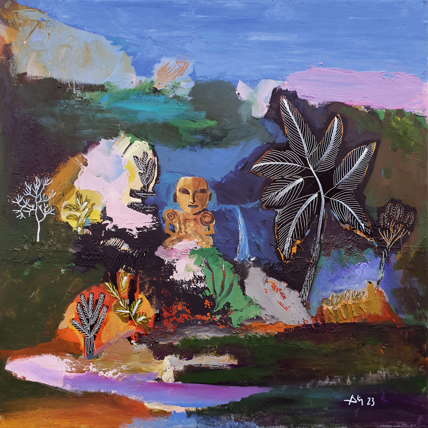 Tiki by Philippe Abril (2023) : Painting Acrylic, Felt on Canvas - Singulart