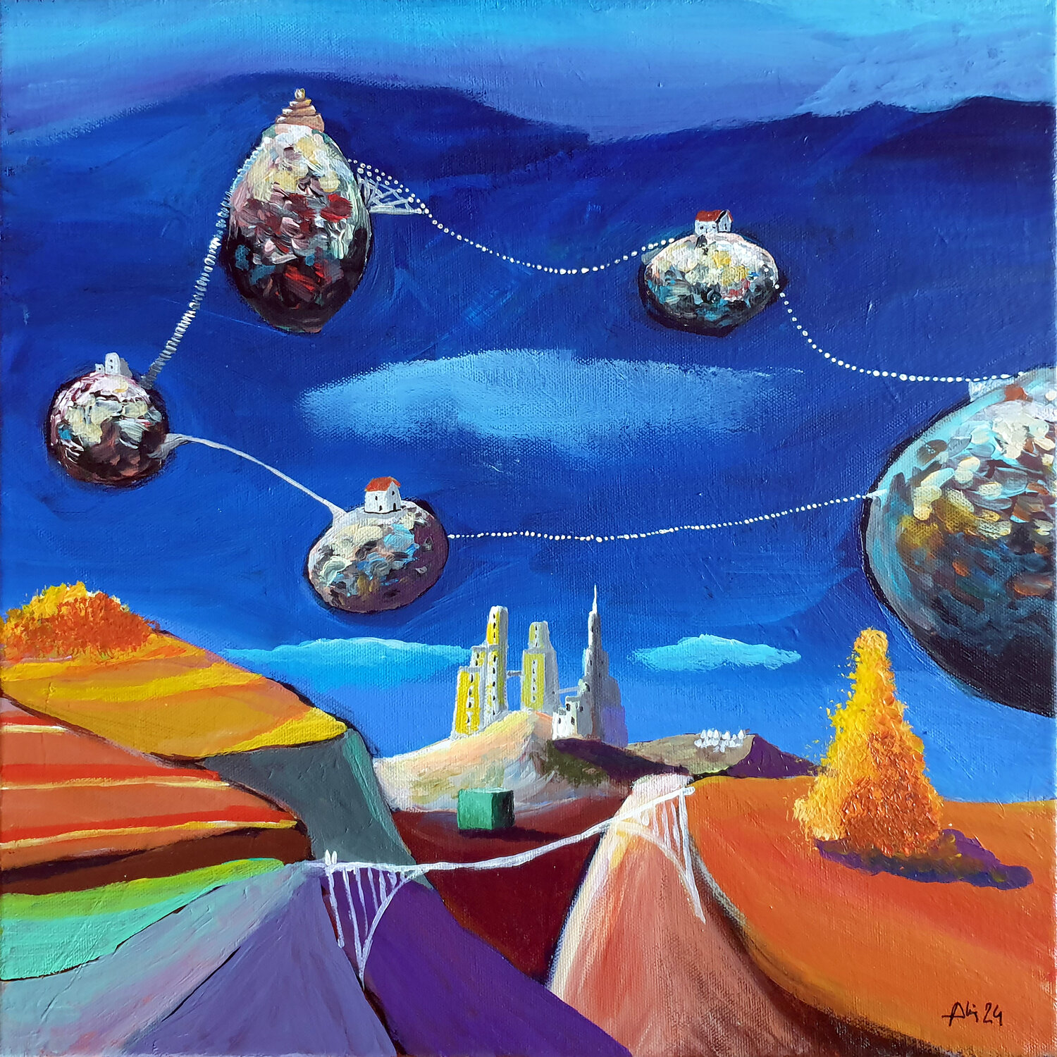 Les villes associées by Philippe Abril (2024) : Painting Acrylic on Canvas - Singulart