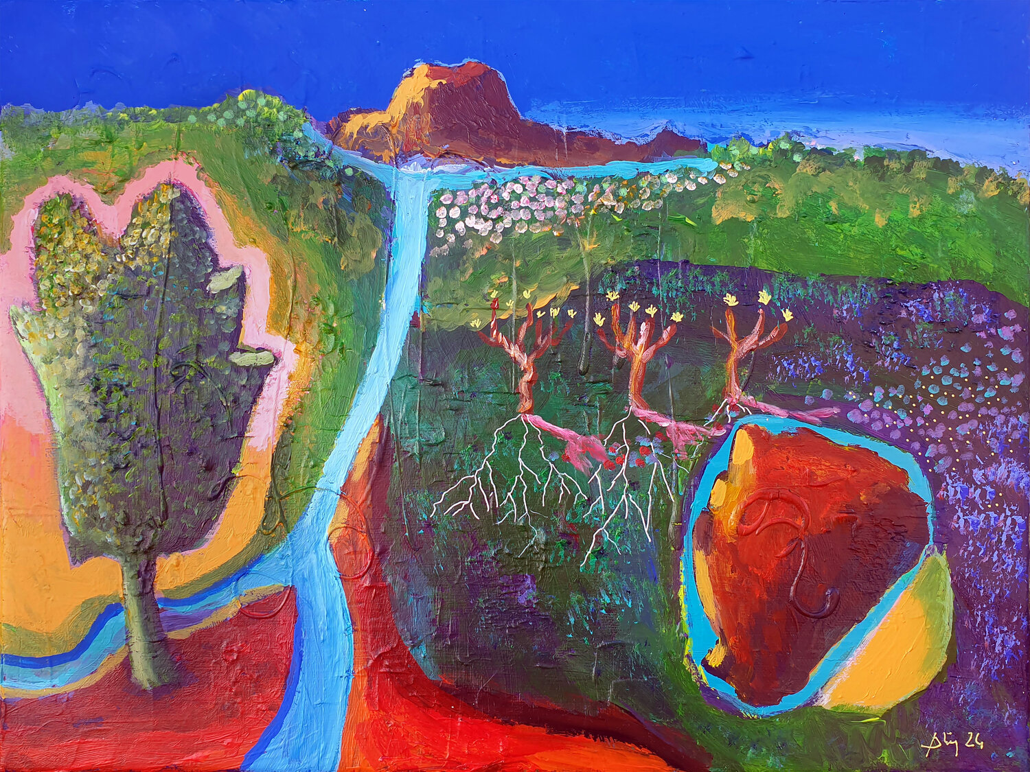 Berry préhistorique by Philippe Abril (2024) : Painting Acrylic on Canvas - Singulart