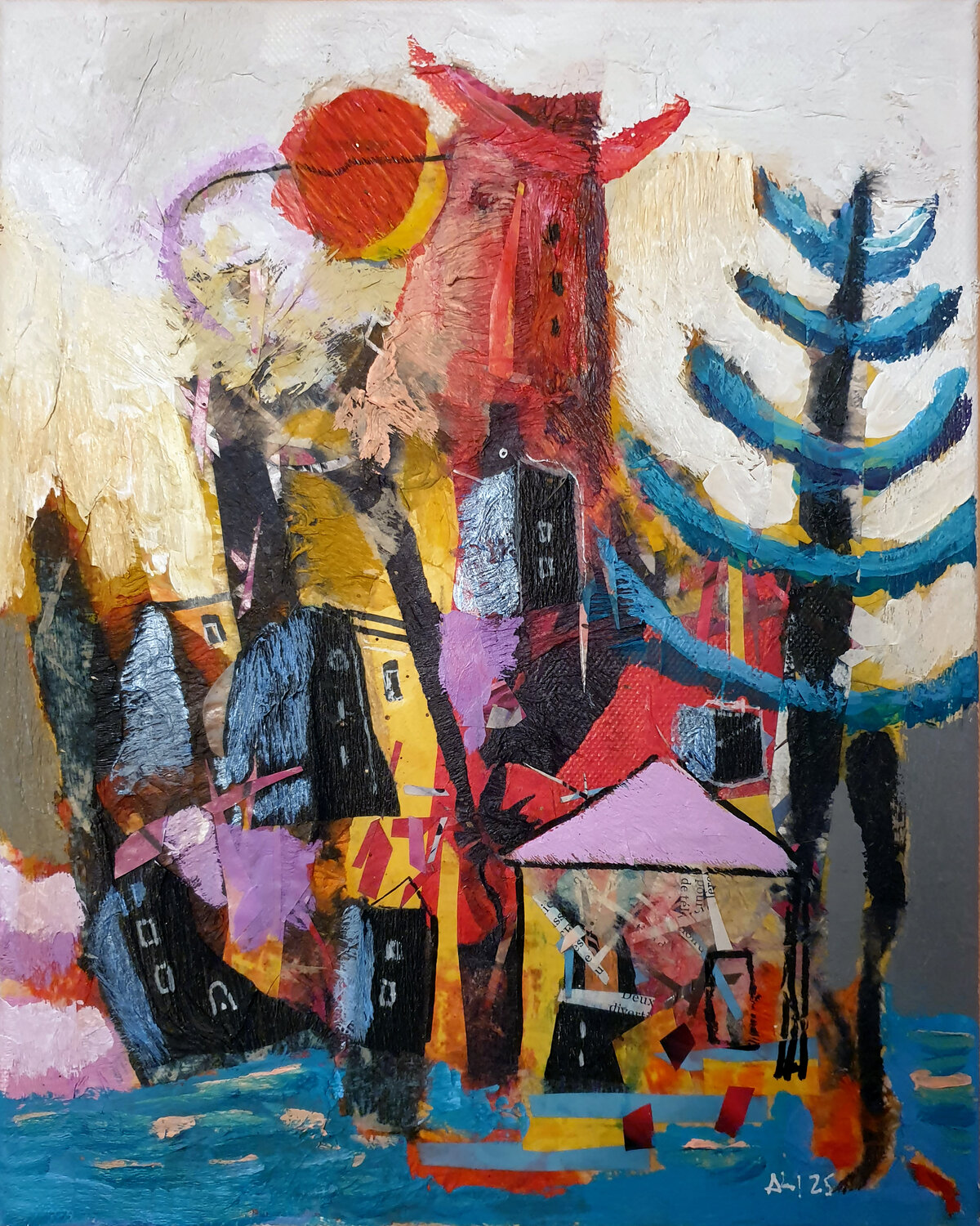 Rêve numéro 444 by Philippe Abril (2025) : Painting Acrylic, Collage on Canvas - Singulart