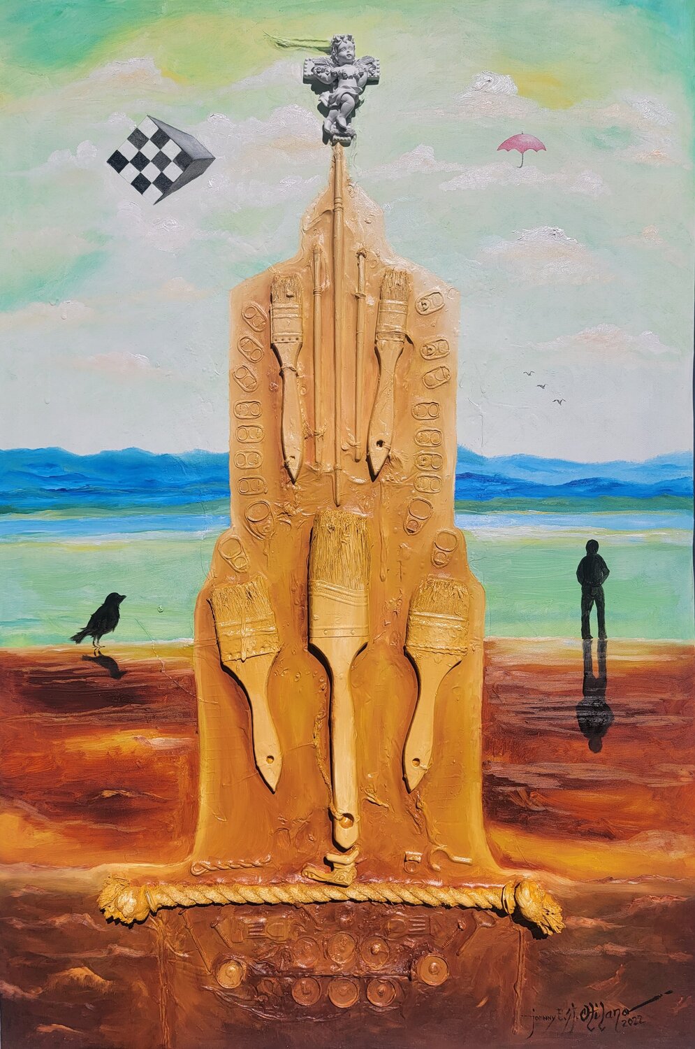 PTSD Series#29 “After the Pandemic” by Johnny Otilano (2022) : Painting Oil, Collage on Canvas ...