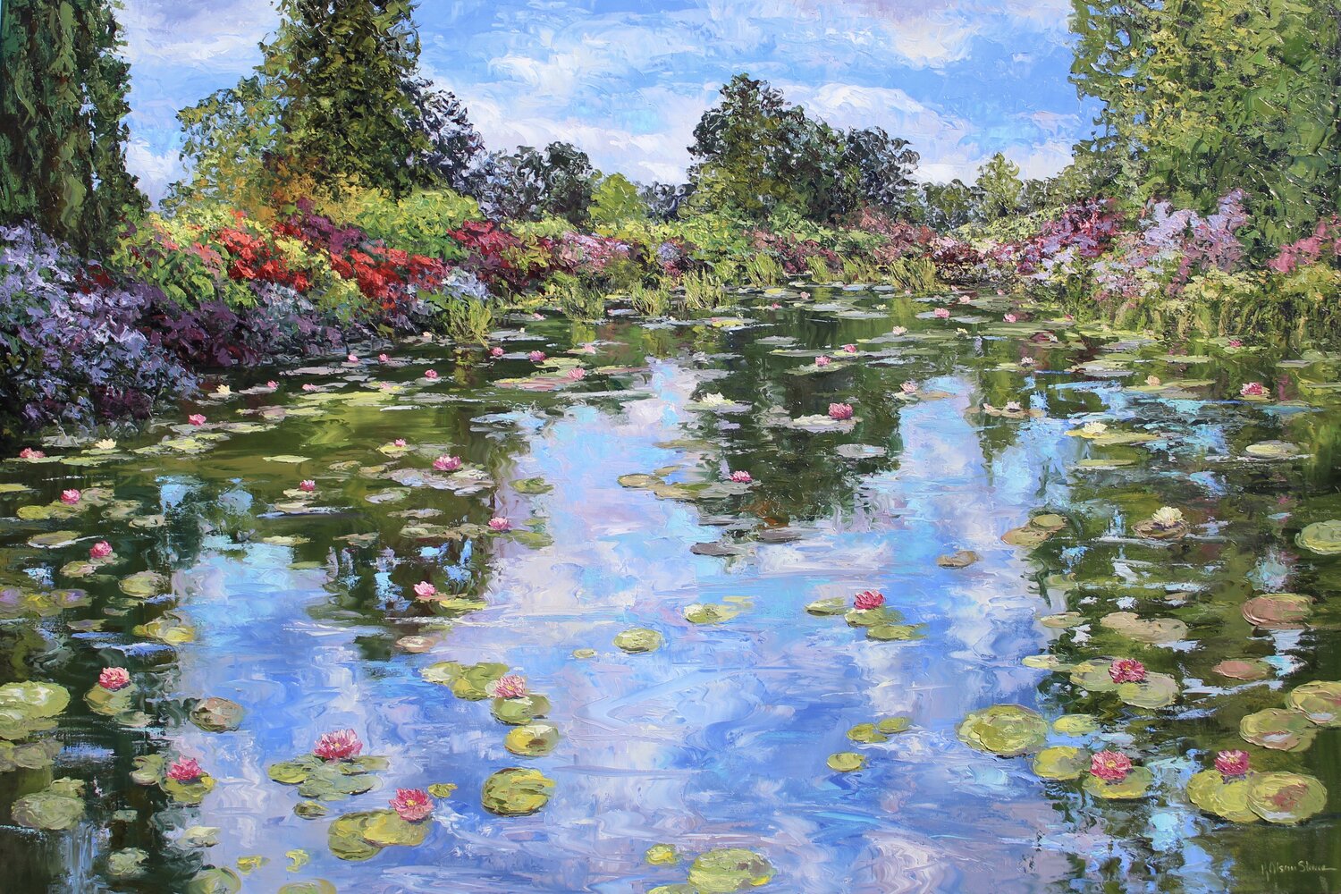 Extra Large Water Lily Painting, "An Ode To Monet" by Kristen Olson ...