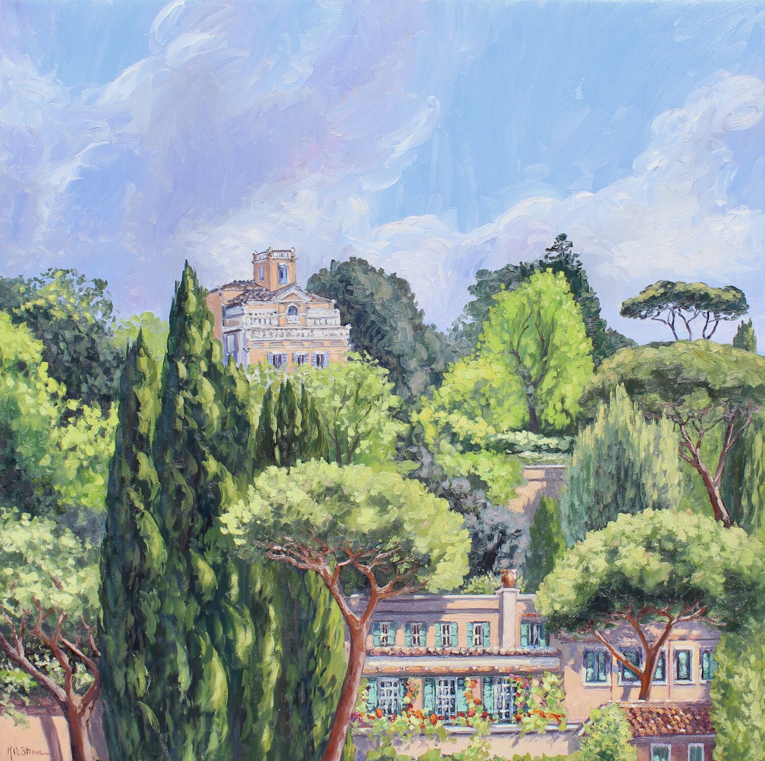 Borghese Gardens Villas by Kristen Olson Stone (2023) : Painting Oil on ...