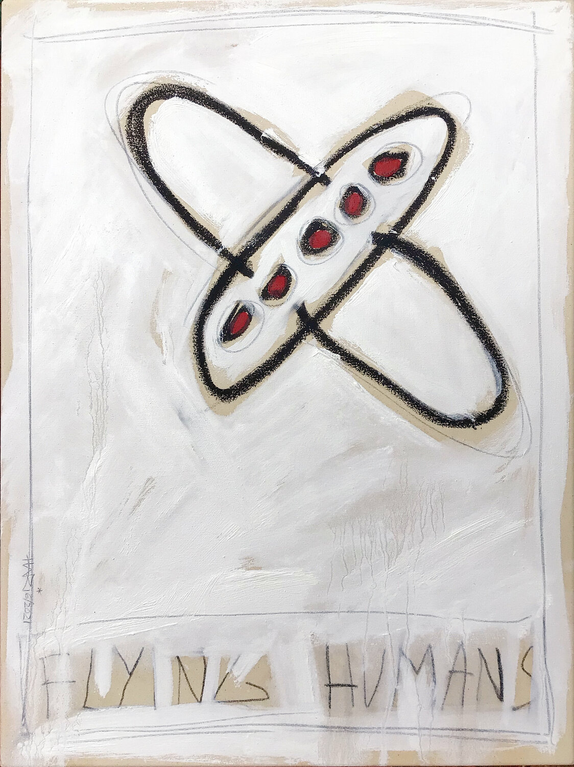 FLYING HUMANS by Harald Beierl (2021) : Painting Oil, Pencil on Canvas ...