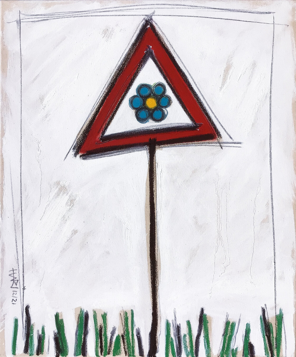 TRAFFIC SIGN NATURE by Harald Beierl (2021) : Painting Oil, Pencil on ...