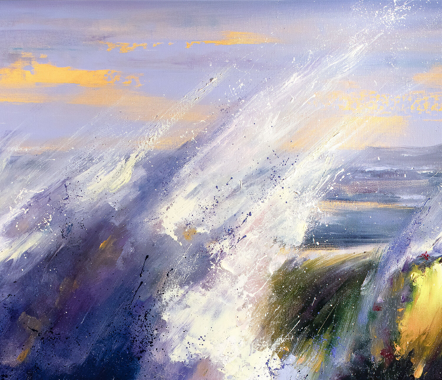 Golden Glass Wave. Seascape painting by Bozhena Fuchs (2021) : Painting ...