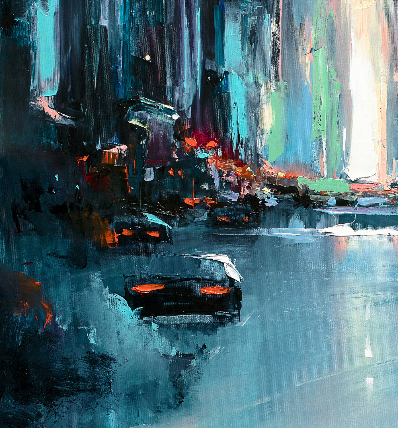 Urban Contrast by Bozhena Fuchs (2021) : Painting Oil on Canvas - Singulart