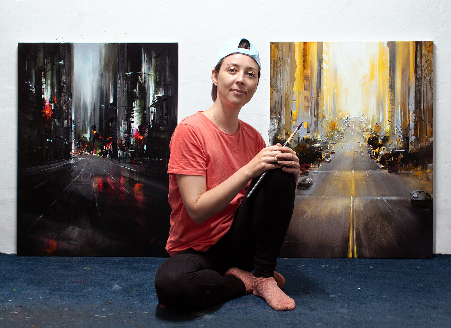 City at night by Bozhena Fuchs (2022) : Painting Oil on Canvas - Singulart