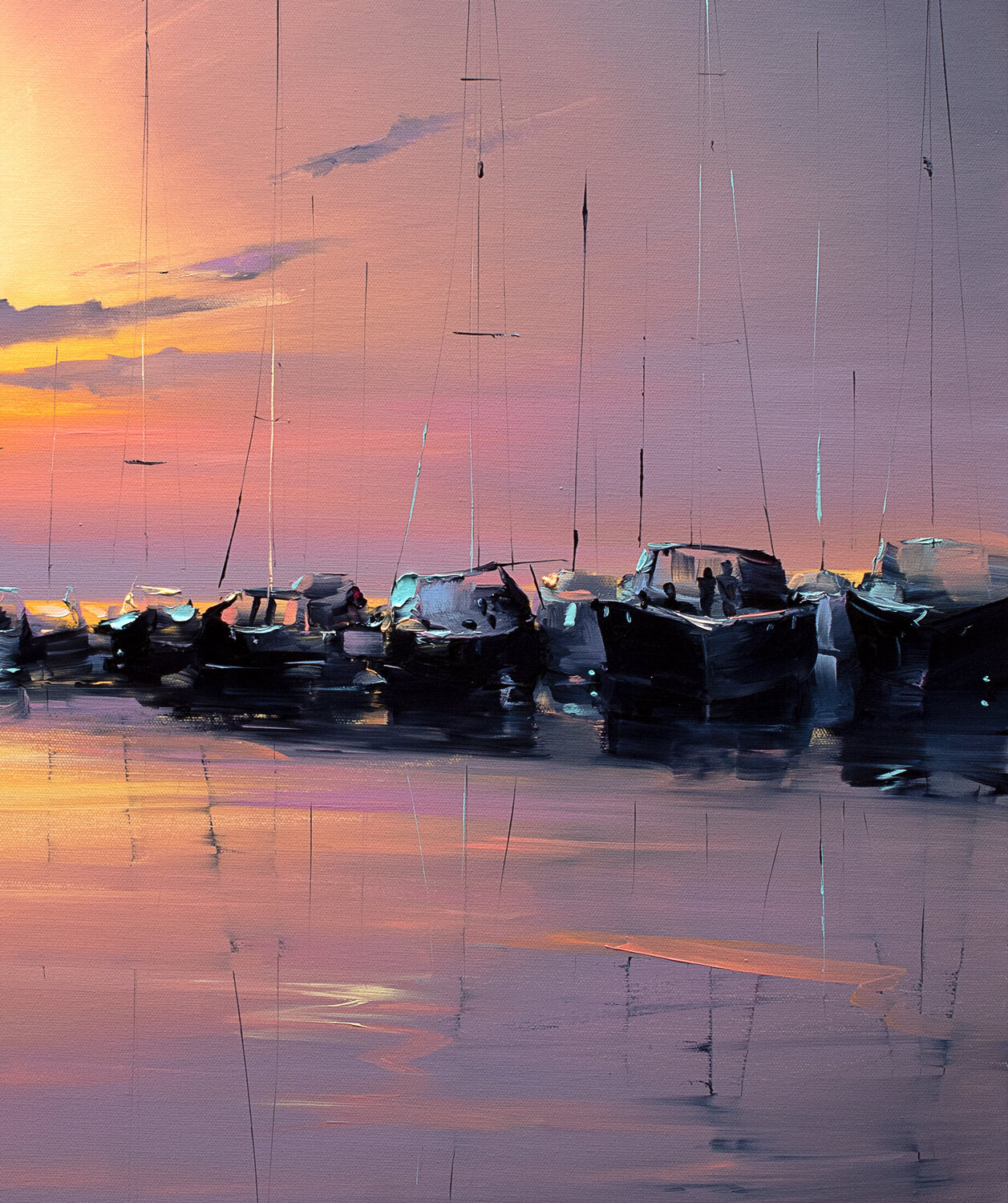 Marina at First Light by Bozhena Fuchs (2024) : Painting Oil on Linen ...