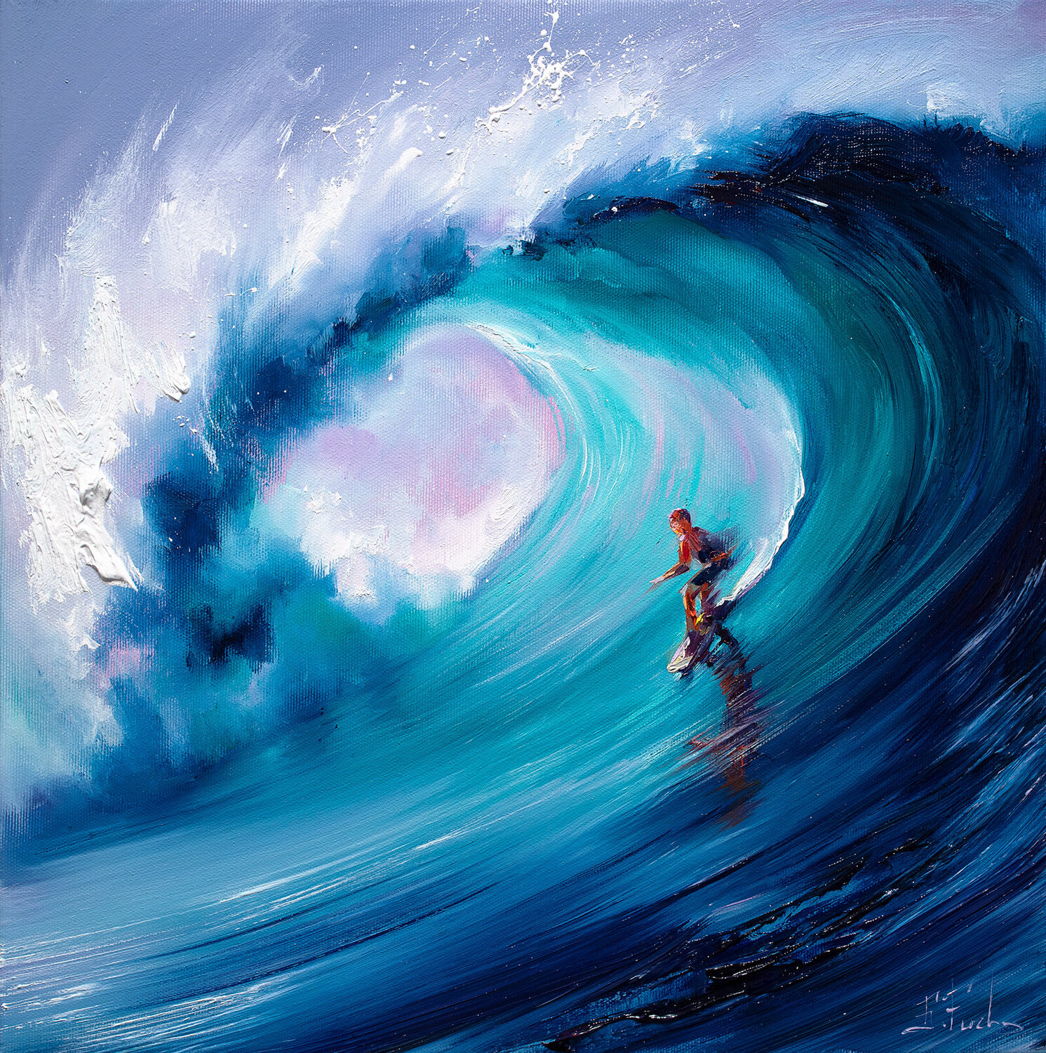 Fast Surfer by Bozhena Fuchs (2023) : Painting Oil on Canvas - Singulart