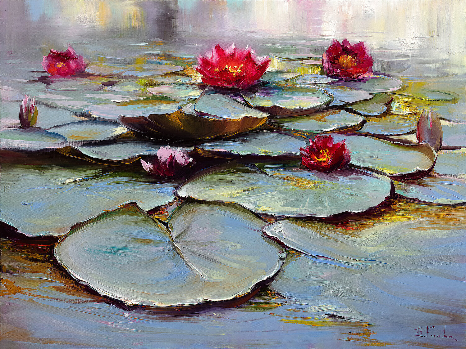 Symphony of Life: Blooming Water Lilies de Bozhena Fuchs (2023 ...