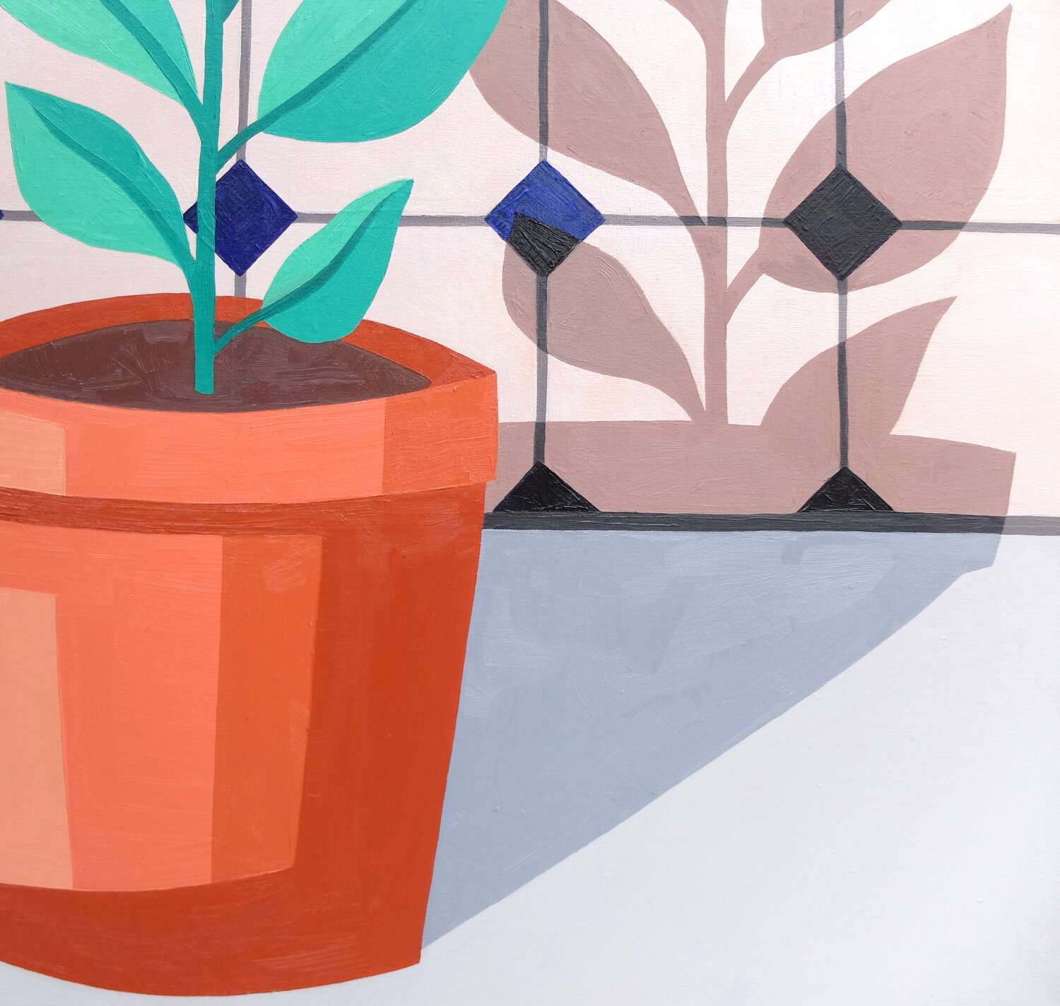 Plant, Pot & Tile No. 1 by Hannah Perry Saucier (2022) : Painting Oil ...