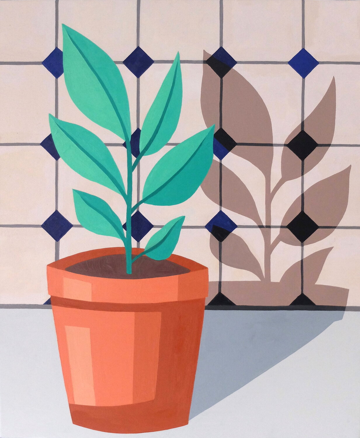Plant, Pot & Tile No. 1 by Hannah Perry Saucier (2022) : Painting Oil ...