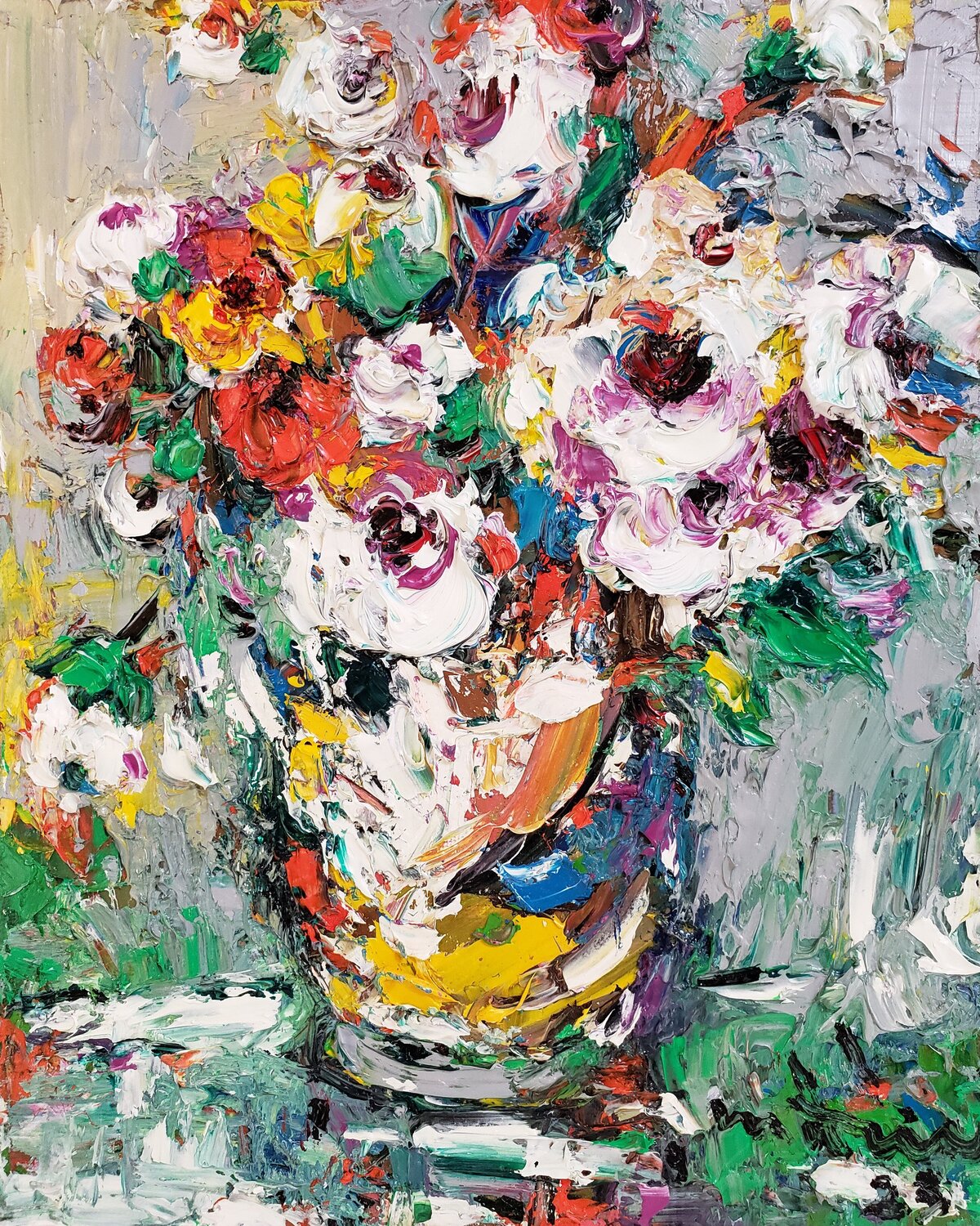 Flowers vase 14 by Duc Tran (2023) : Painting Oil on Canvas - Singulart