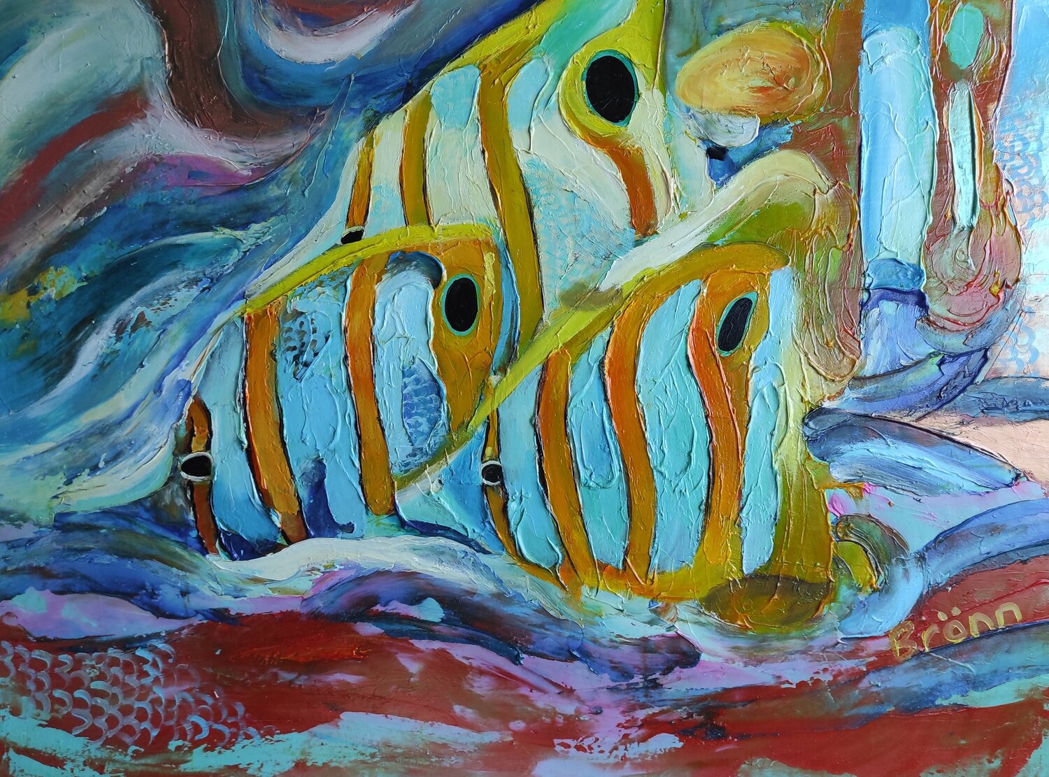 Butterfly fish trio by Gerdus Bronn (2022) : Painting Acrylic, Oil on ...